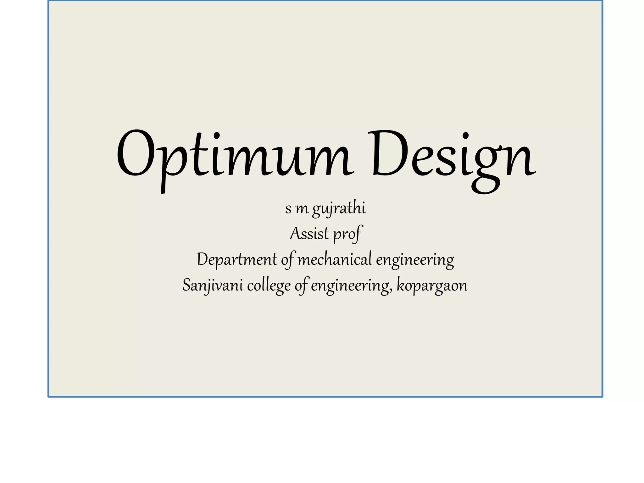 Optimum design 2019 20 | PPTX