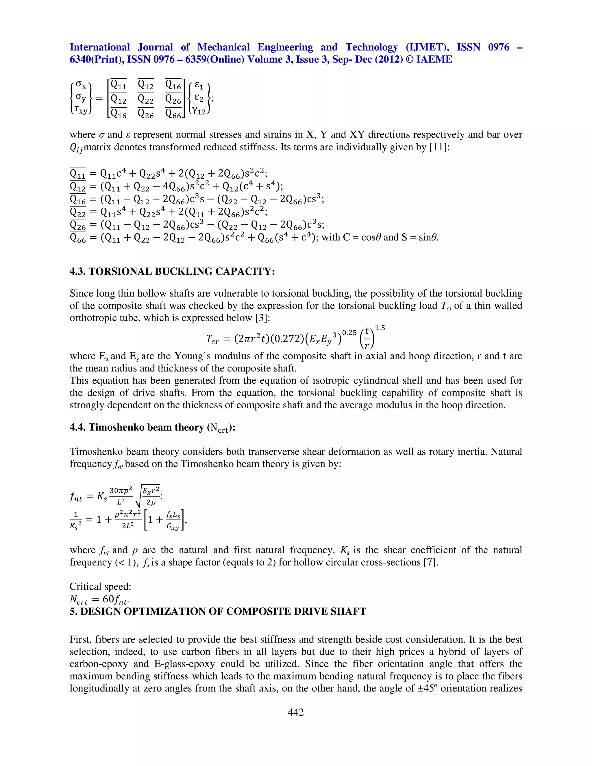 Optimum design of automotive composite drive shaft | PDF