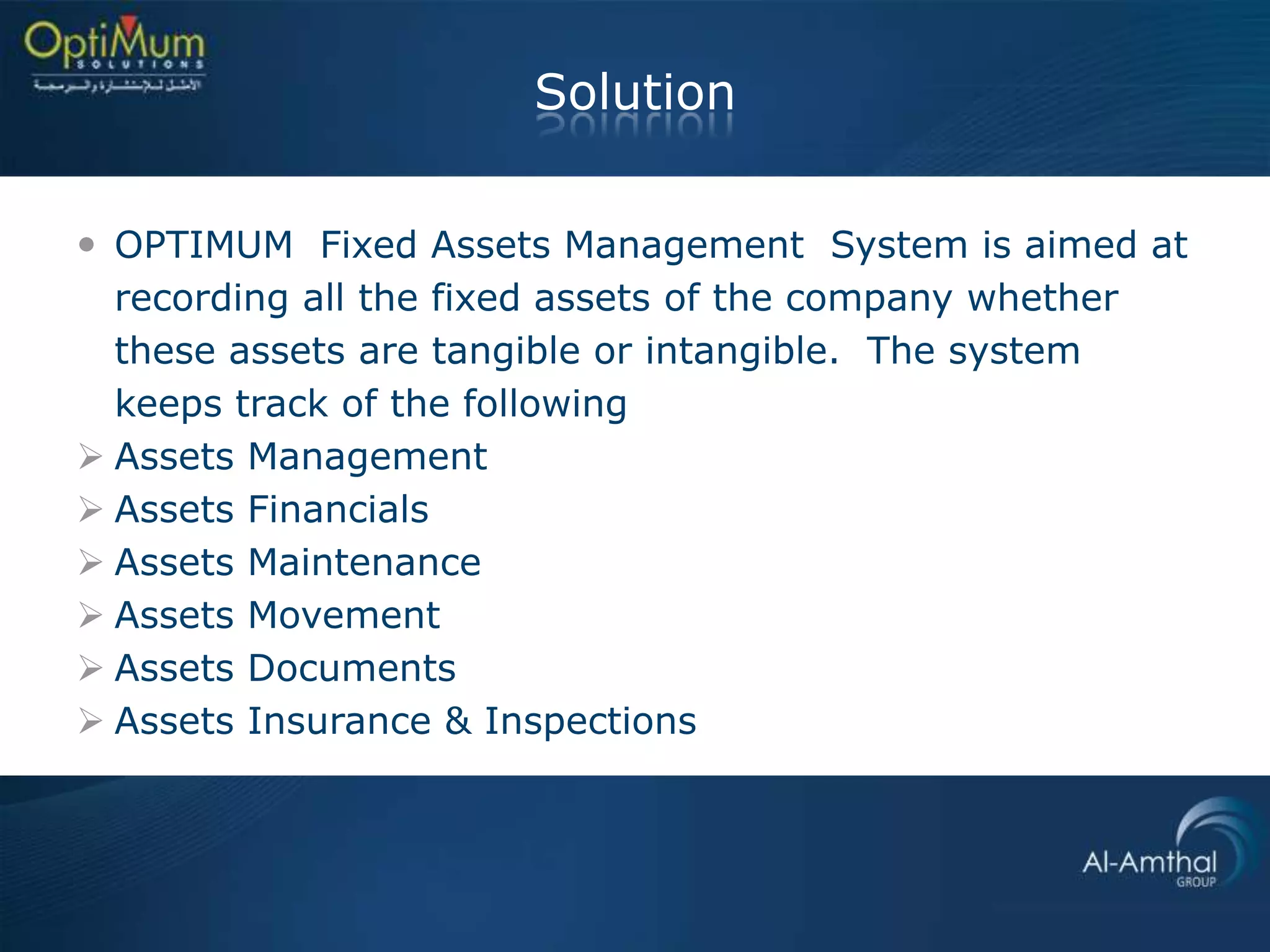 Optimum Fixed Assets | PPT
