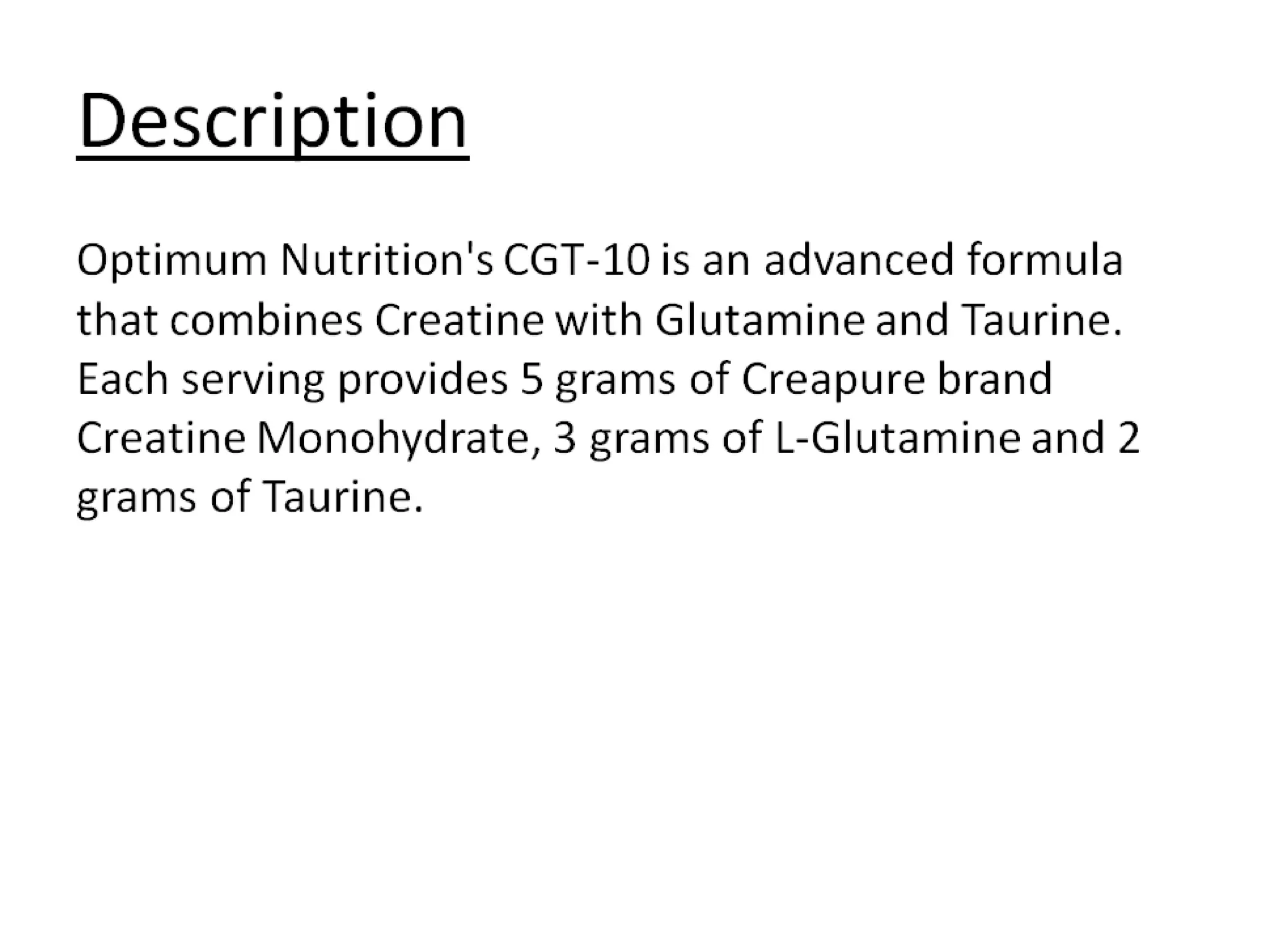 Optimum Nutrition CGT-10 | PPT