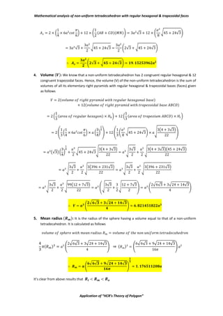 Mathematical analysis of a non-uniform tetradecahedron having 2 ...