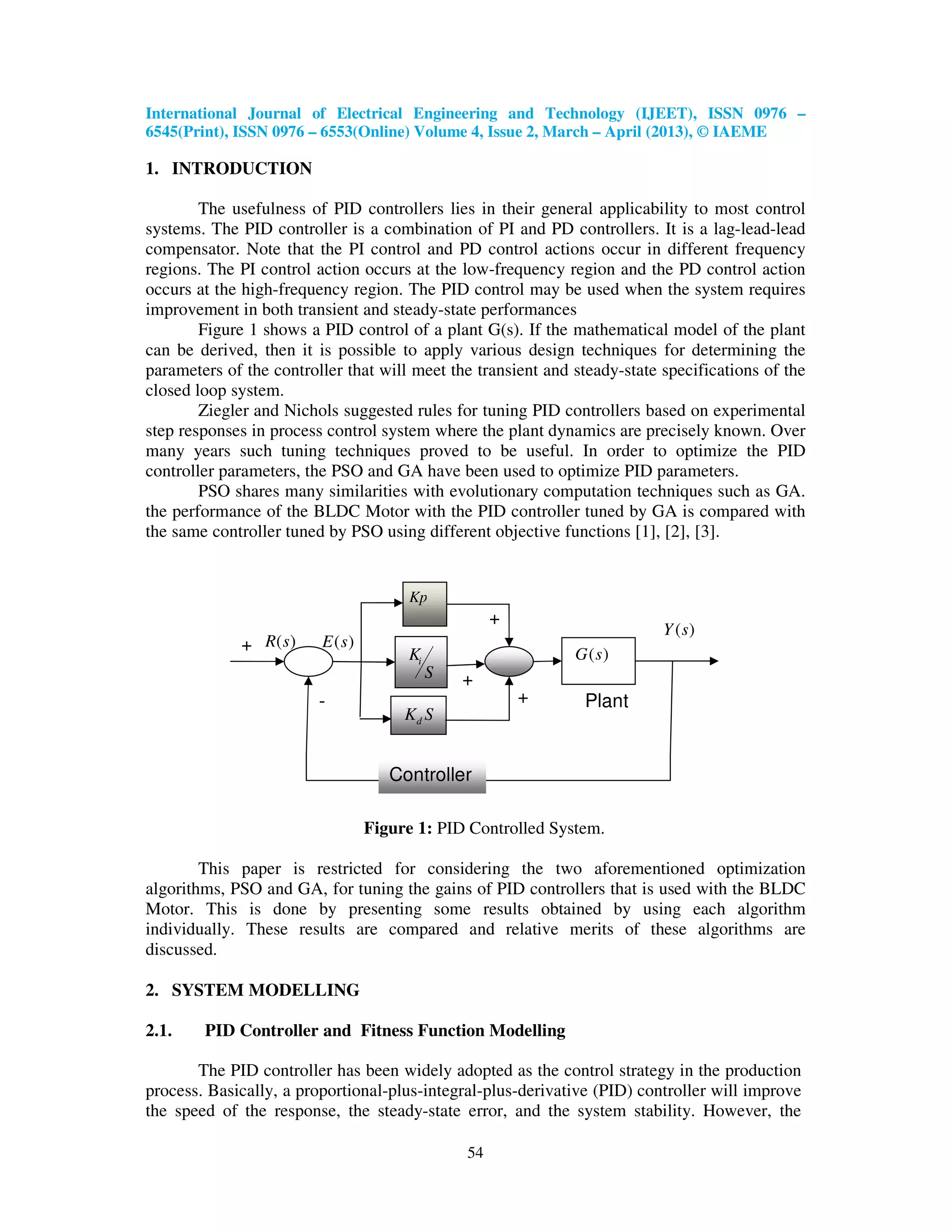 Optimum tuning of pid controller for a permanent magnet brushless dc ...