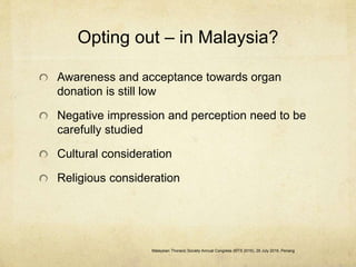 Optingin vs opting out - Malaysian Thoracic Society | PPT
