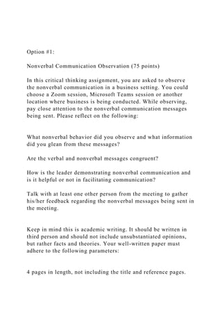 Option #1Nonverbal Communication Observation (75 points).docx