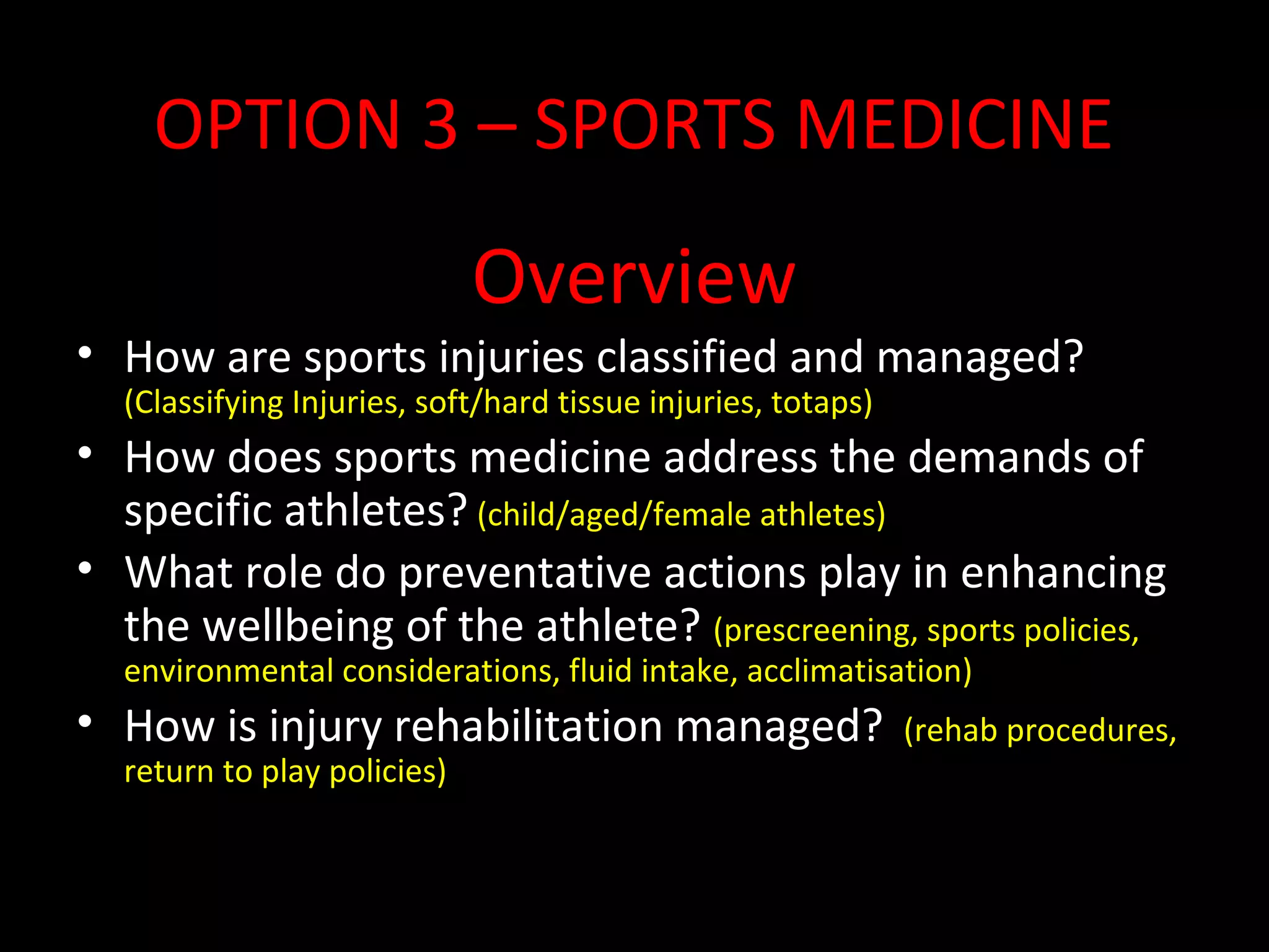 HSC PDHPE Option 3 – Sports Medicine | PPT