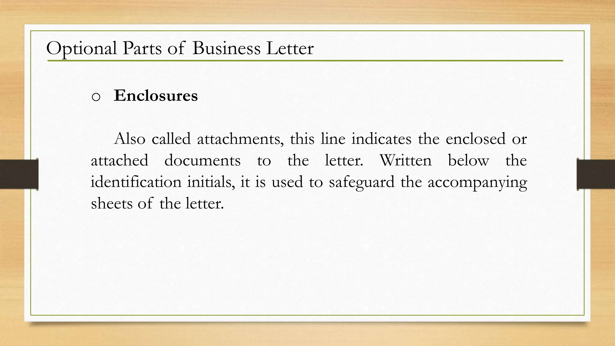The Optional Parts of Business letter in Technical Writing | PPTX