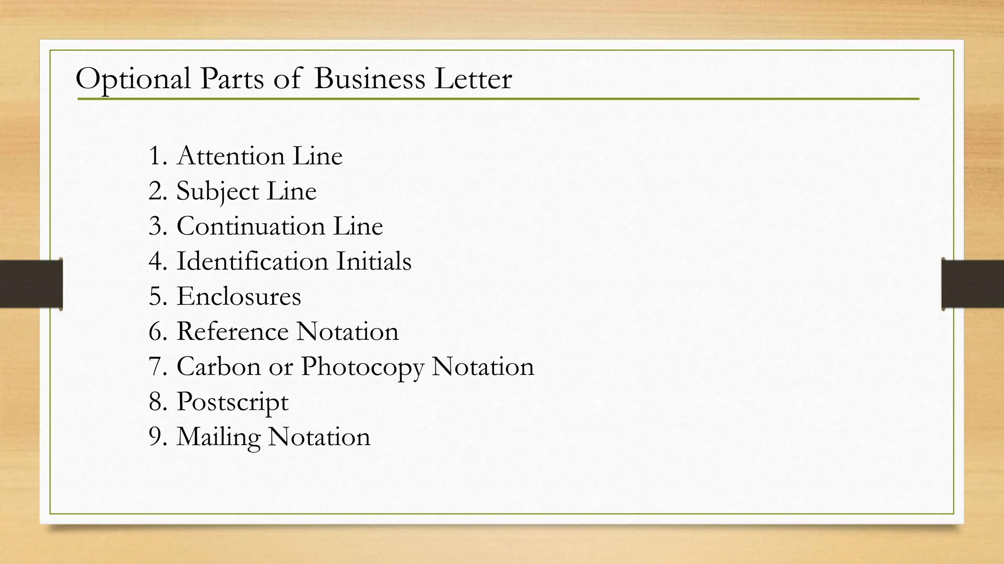 The Optional Parts of Business letter in Technical Writing | PPTX