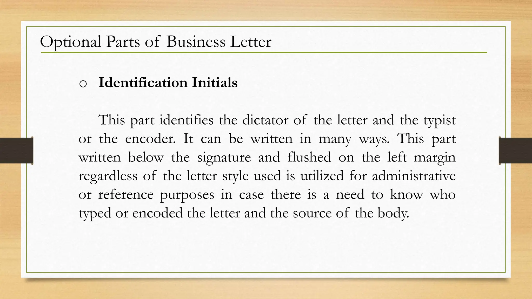 The Optional Parts of Business letter in Technical Writing | PPTX