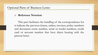 The Optional Parts of Business letter in Technical Writing | PPTX