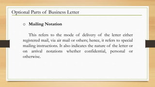 The Optional Parts of Business letter in Technical Writing | PPTX