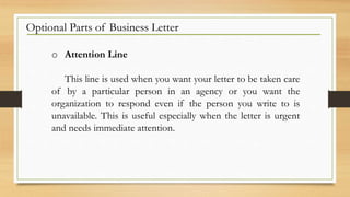 The Optional Parts of Business letter in Technical Writing | PPTX