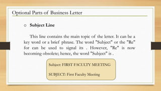 The Optional Parts of Business letter in Technical Writing | PPTX