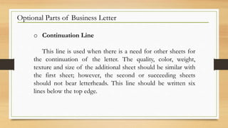 The Optional Parts of Business letter in Technical Writing | PPTX