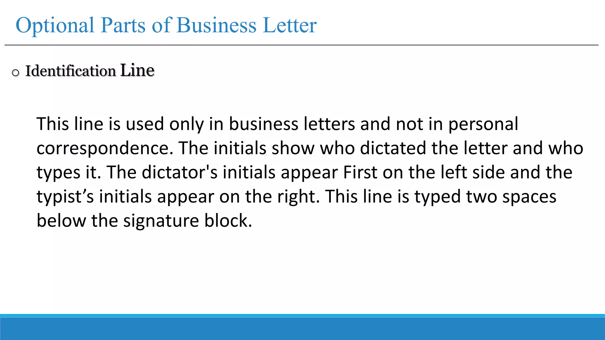 Optional parts of business letter | PPTX