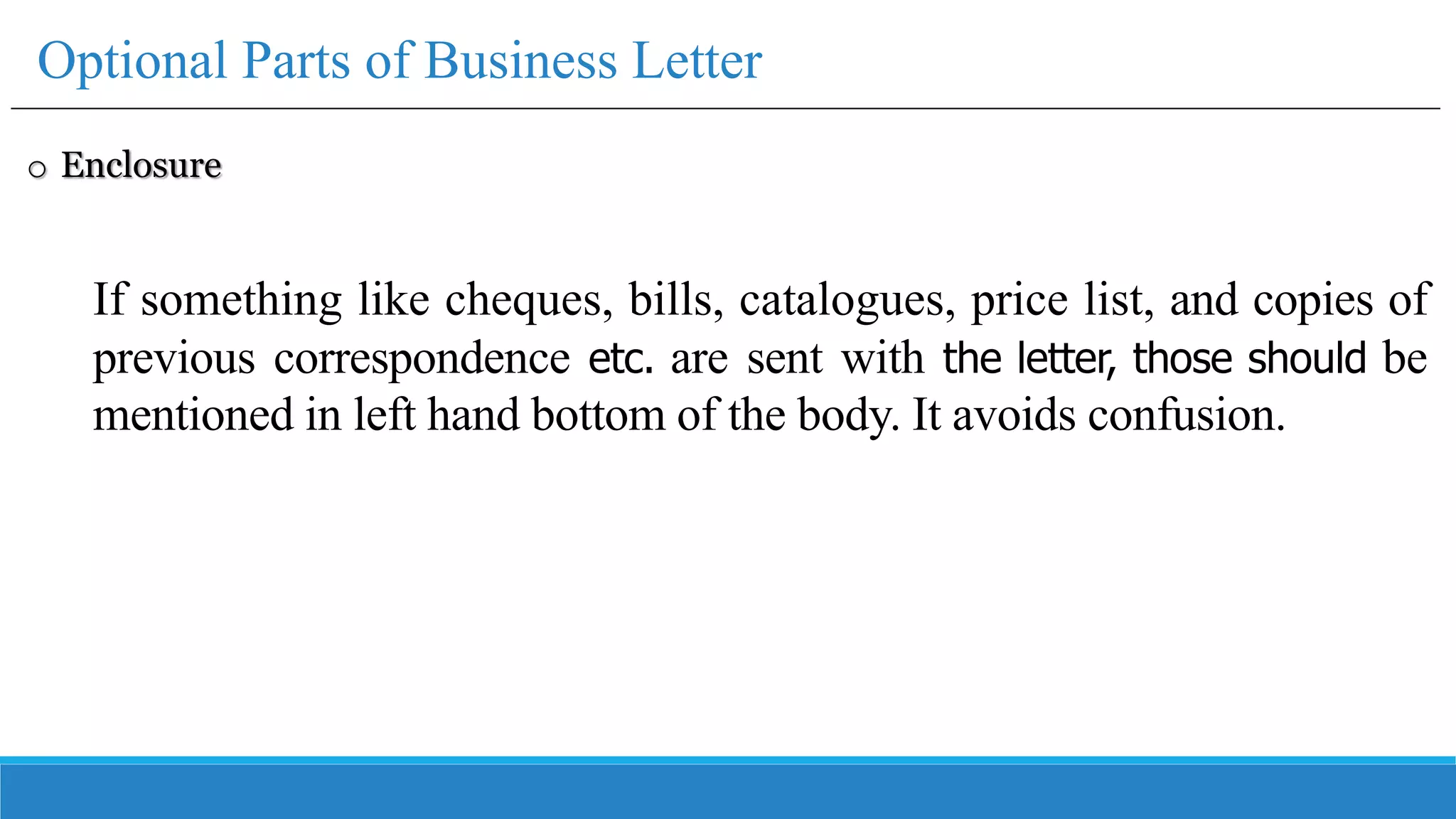 Optional parts of business letter | PPTX