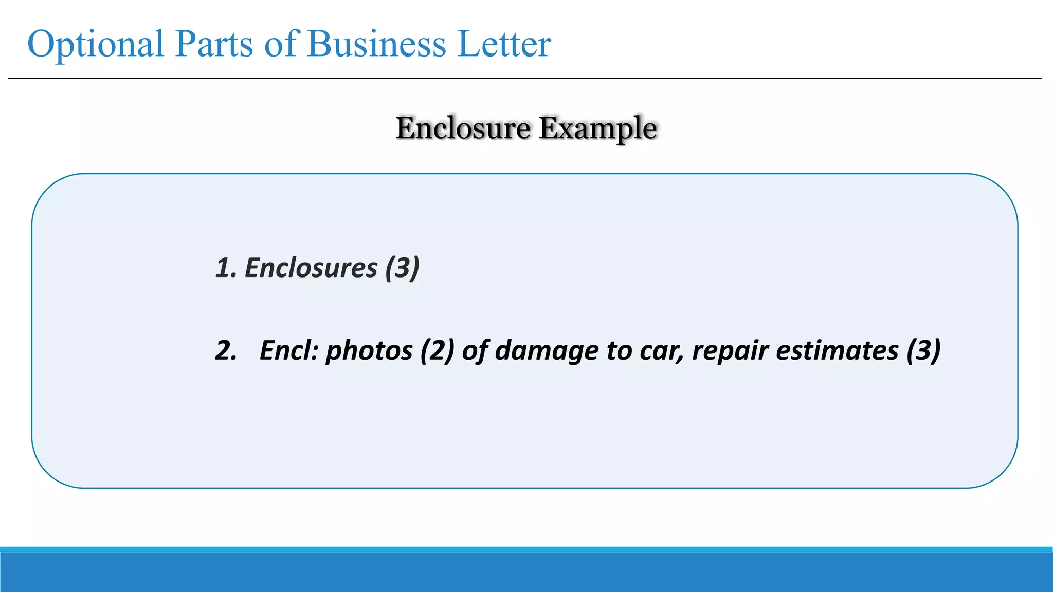 Optional parts of business letter | PPTX