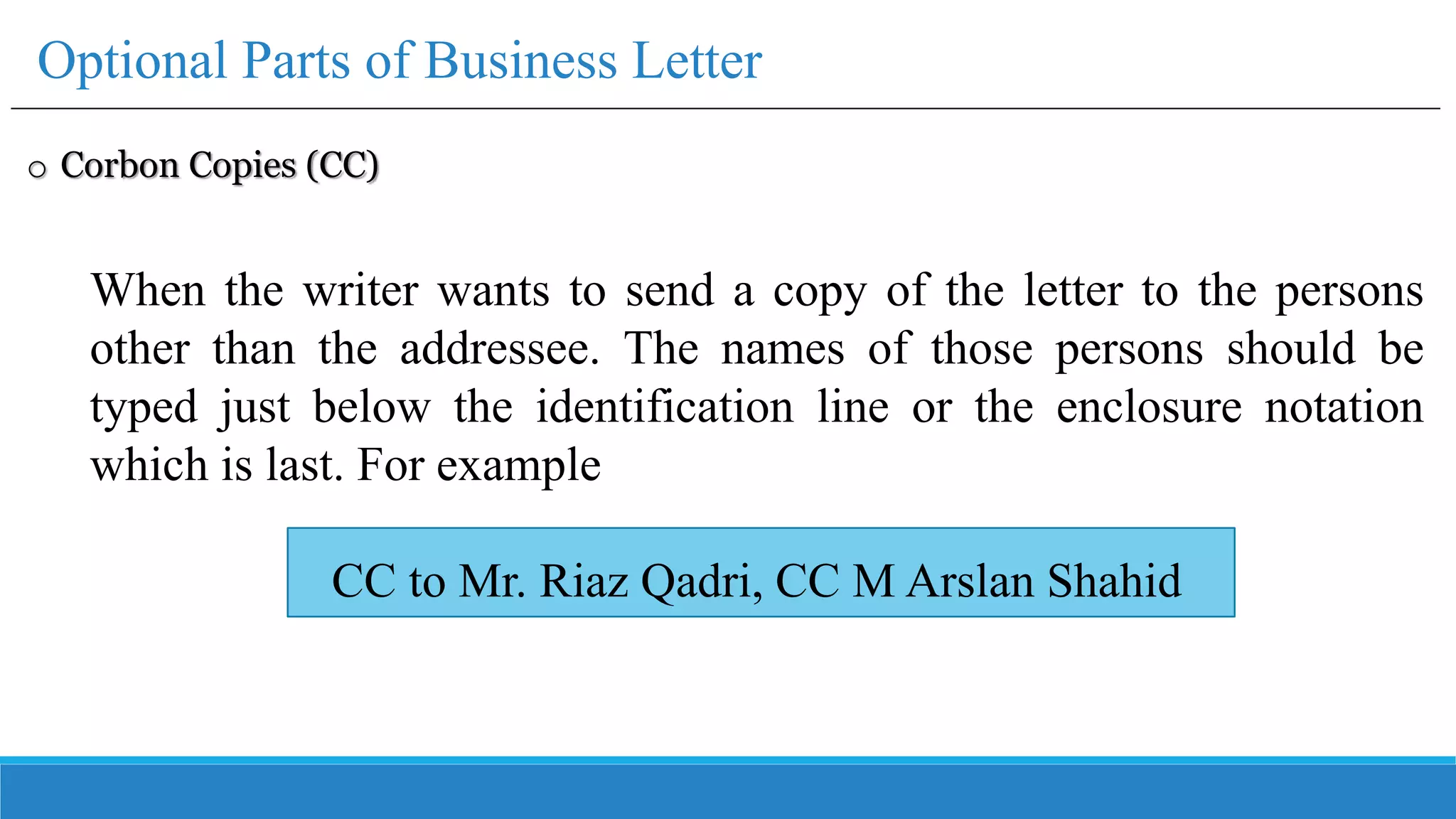 Optional parts of business letter | PPTX