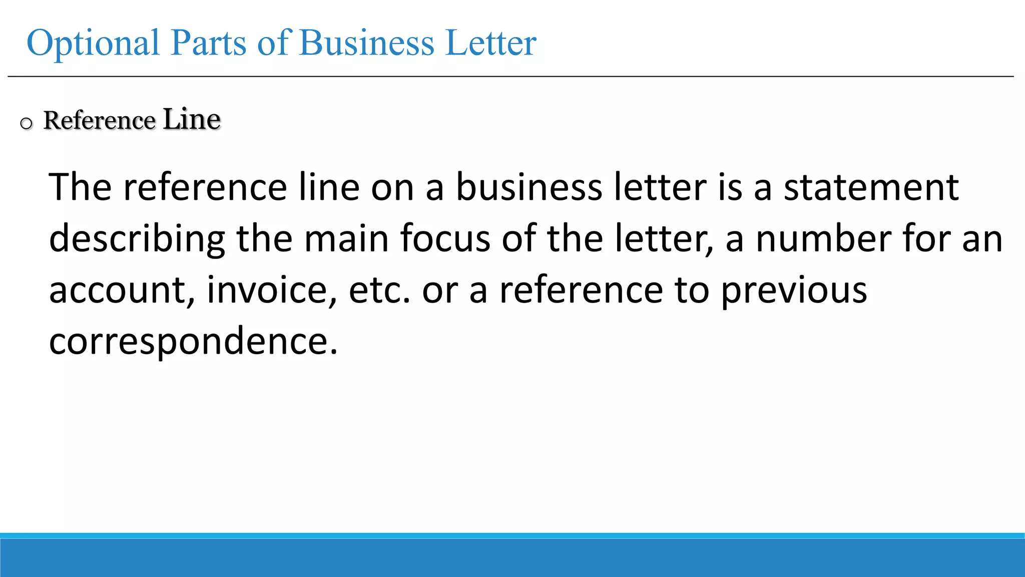 Optional parts of business letter | PPTX
