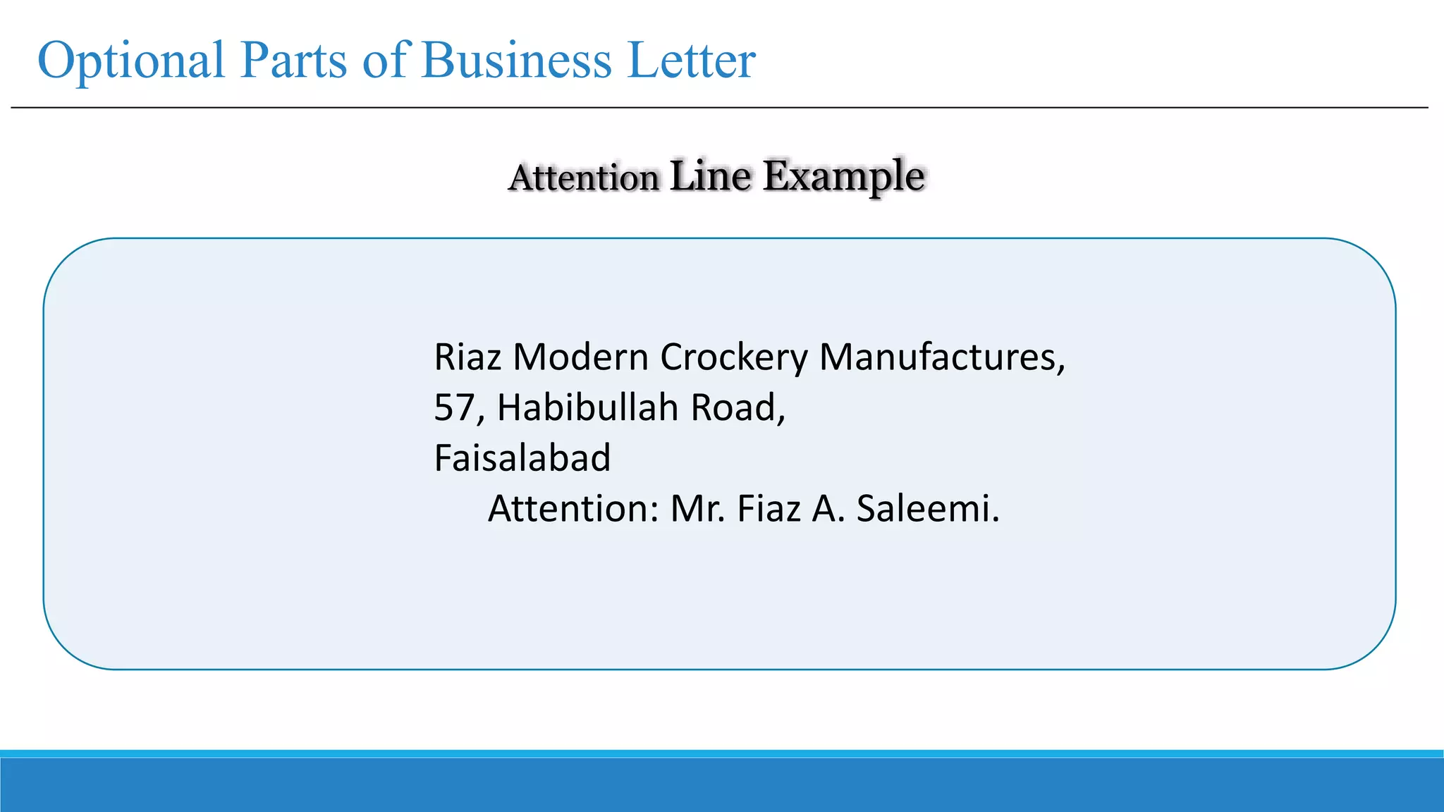 Optional parts of business letter | PPTX