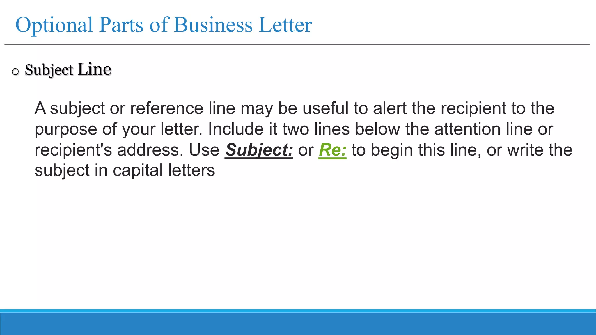 Optional parts of business letter | PPTX