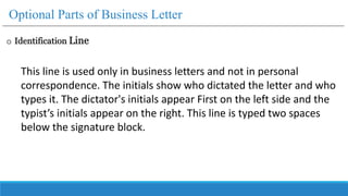 Optional parts of business letter | PPTX
