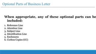Optional parts of business letter | PPTX