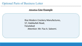 Optional parts of business letter | PPTX