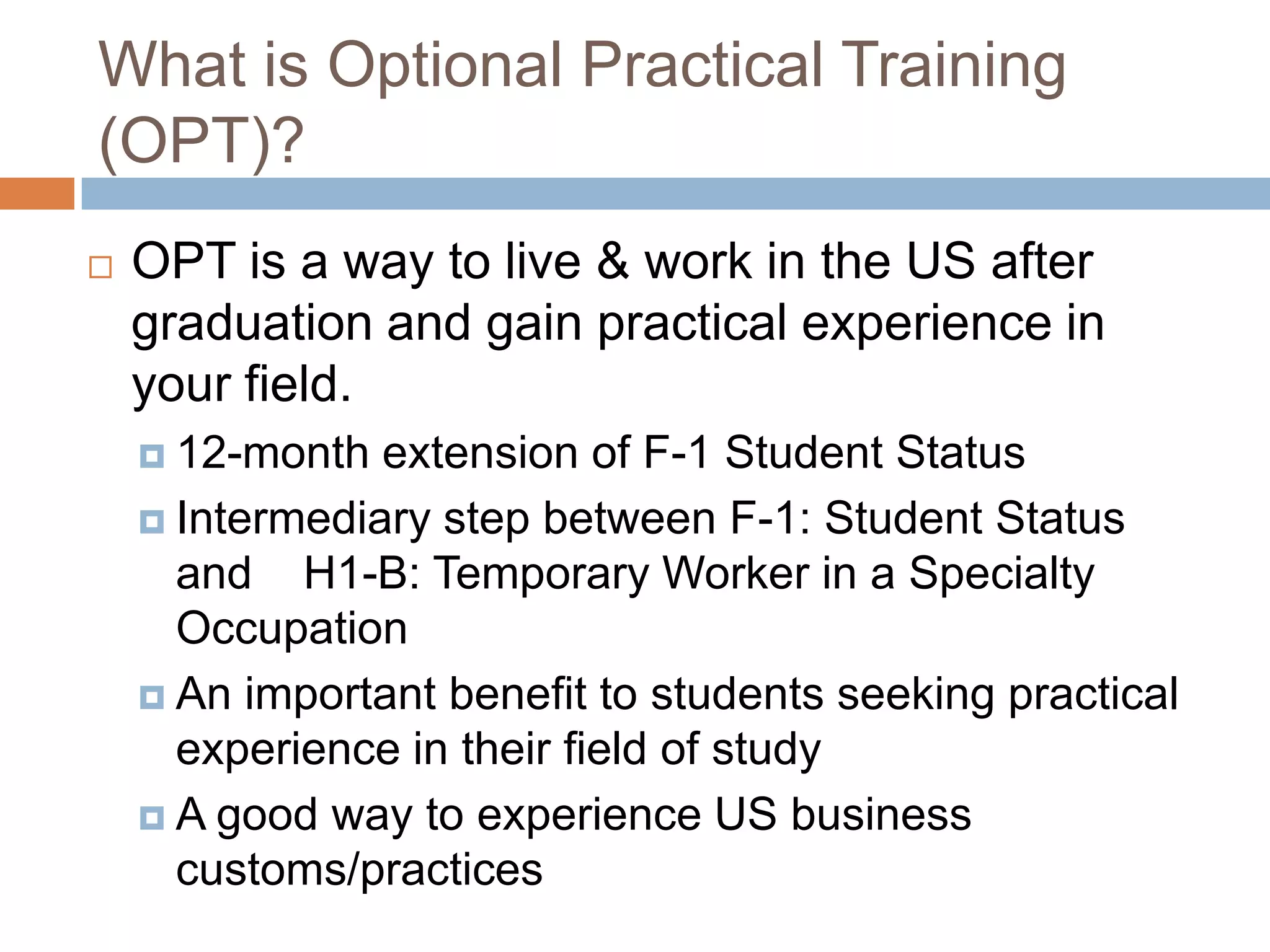Optional practical training powerpoint | PPT