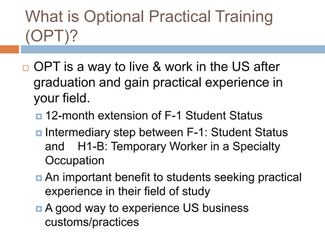 Optional practical training powerpoint | PPT