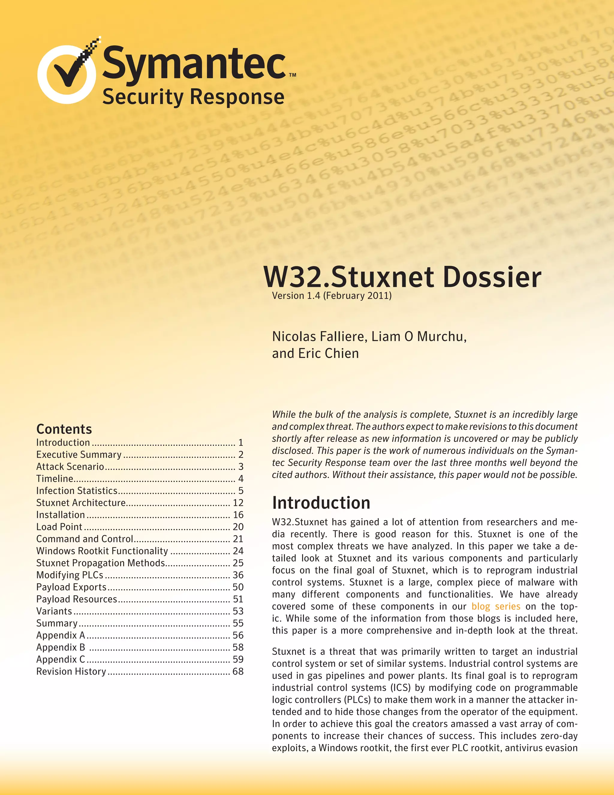 Optional Reading - Symantec Stuxnet Dossier | PDF