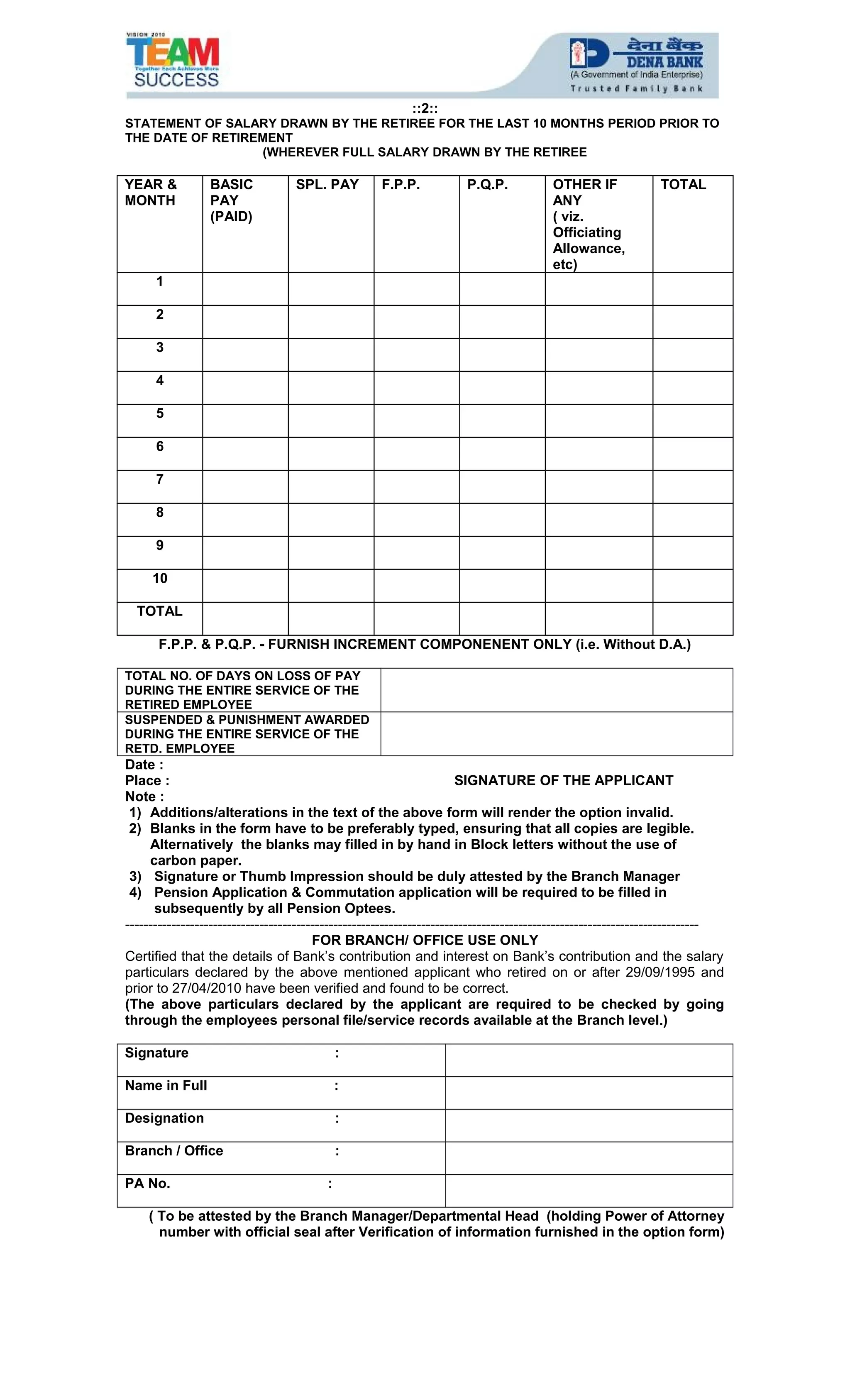 Option forms for pention | DOC