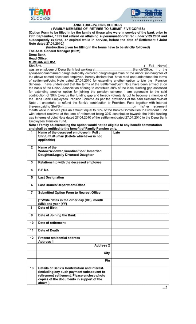 Option forms for pention | DOC