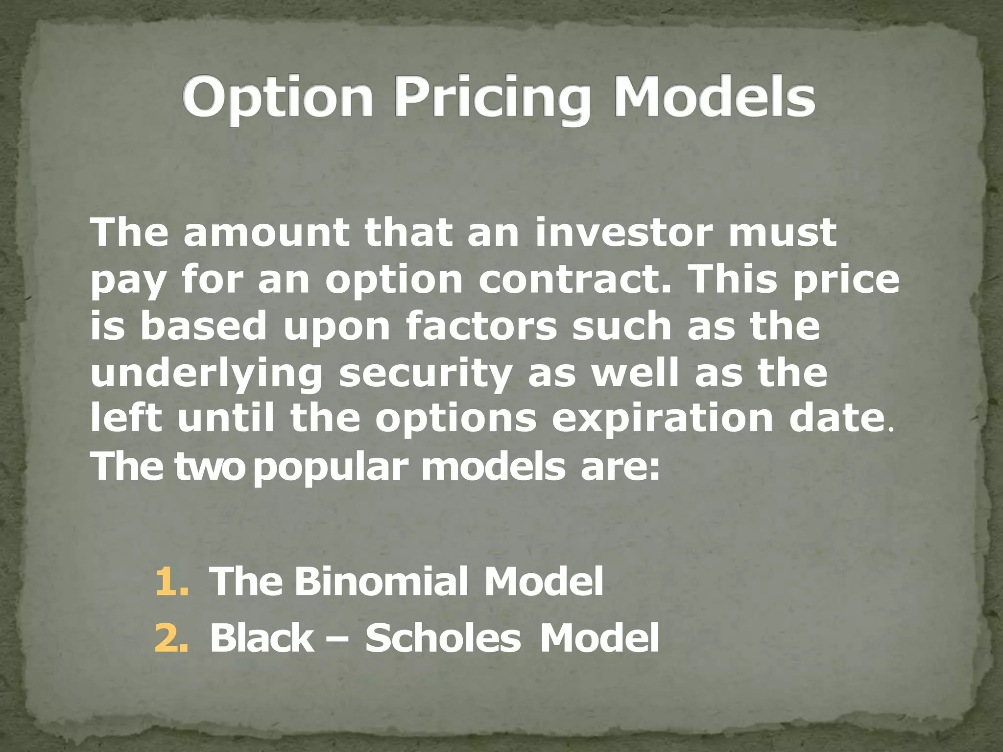 Option pricing model | PPTX