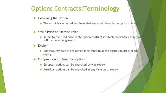 Options contract on indian derivative market