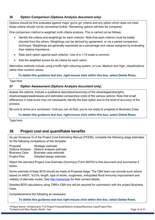 Options analysis template in major feasibility study | PDF