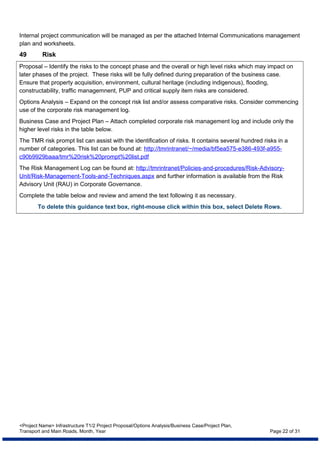 Options analysis template in major feasibility study | DOC