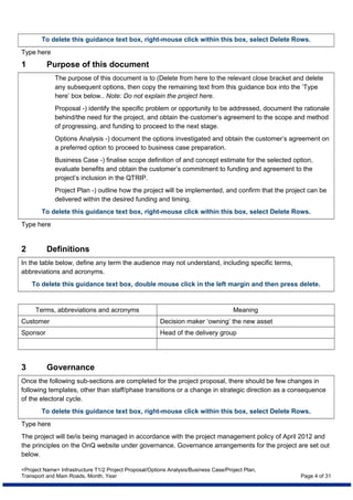 Options analysis template in major feasibility study | DOC