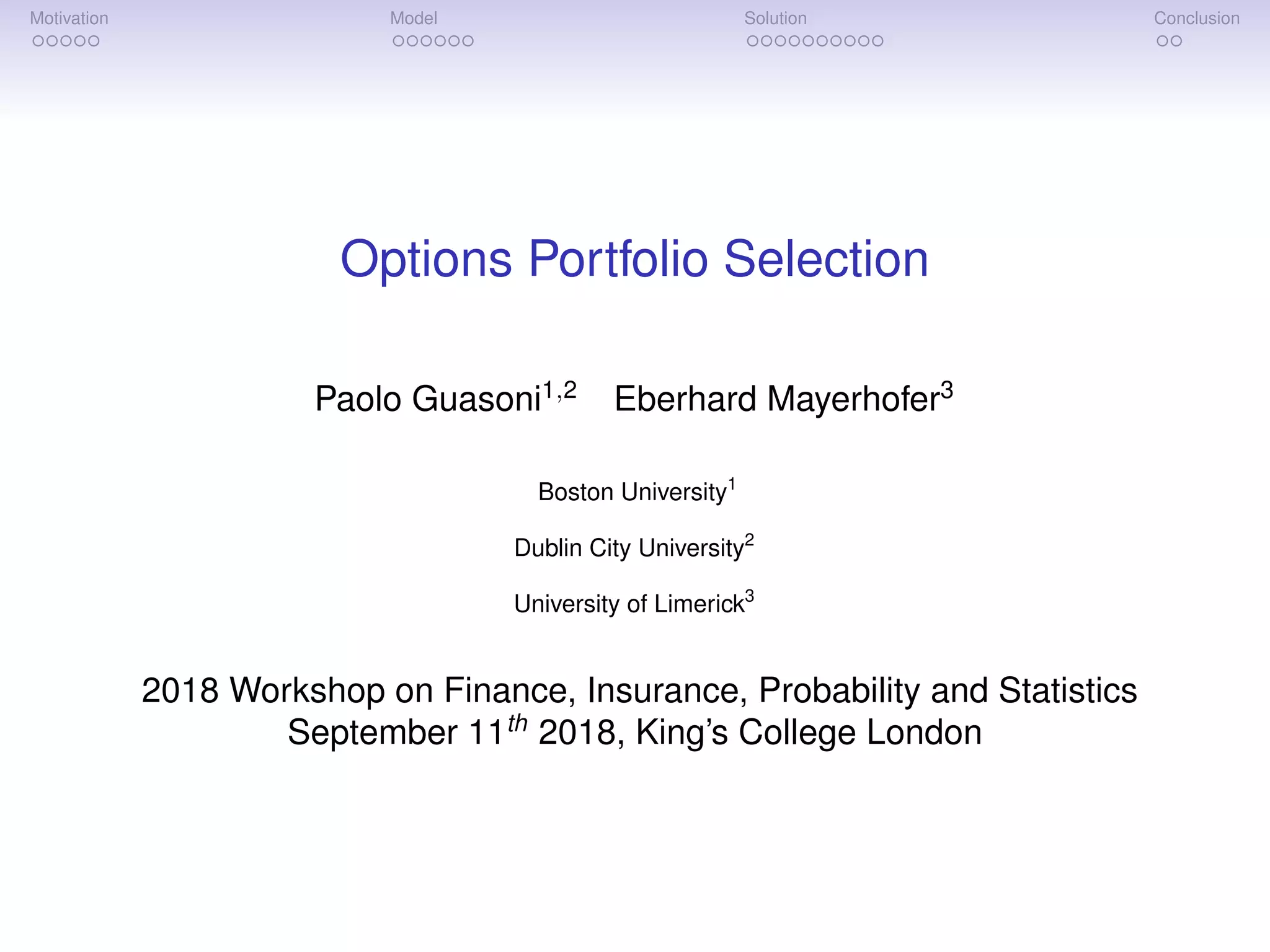Options Portfolio Selection | PPT