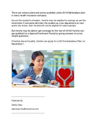 OPTIONS IN STUDENT HEALTH INSURANCE PLAN