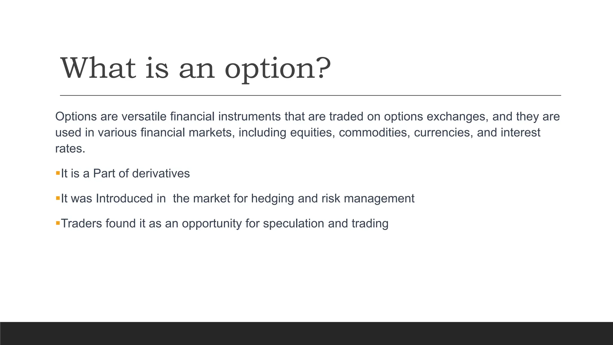 Options strategies and adjustment presenation | PPTX