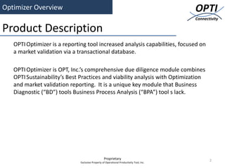 OPTI Optimizer | PPTX | Computer Software and Applications | Computing