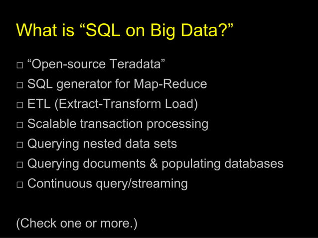 SQL on Big Data using Optiq | PPT