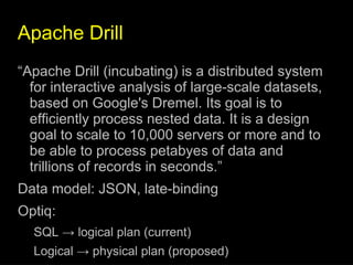 SQL on Big Data using Optiq | PPT