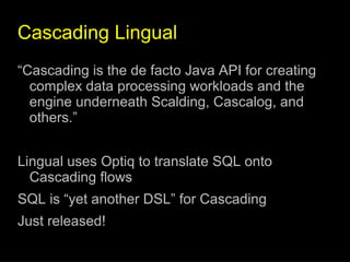 SQL on Big Data using Optiq | PPT