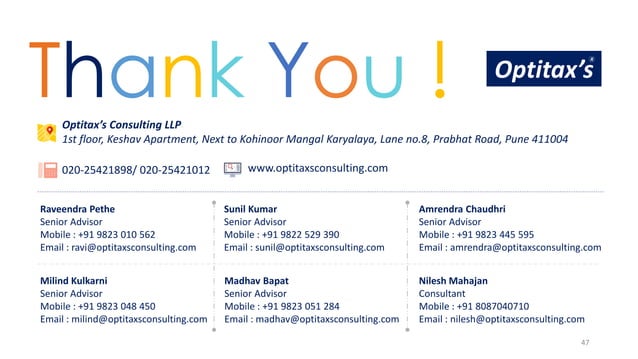 Optitax's presentation on annual return & reco. statement | PPT