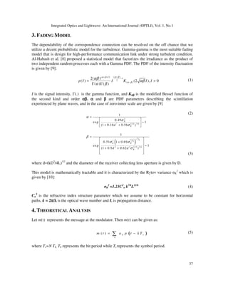 ANALYTICAL PERFORMANCE EVALUATION OF A MIMO FSO COMMUNICATION SYSTEM ...
