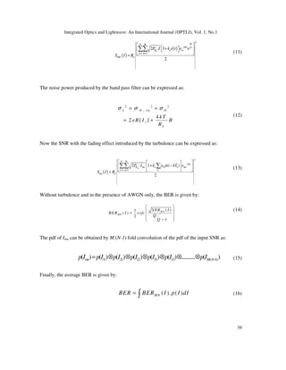 ANALYTICAL PERFORMANCE EVALUATION OF A MIMO FSO COMMUNICATION SYSTEM ...