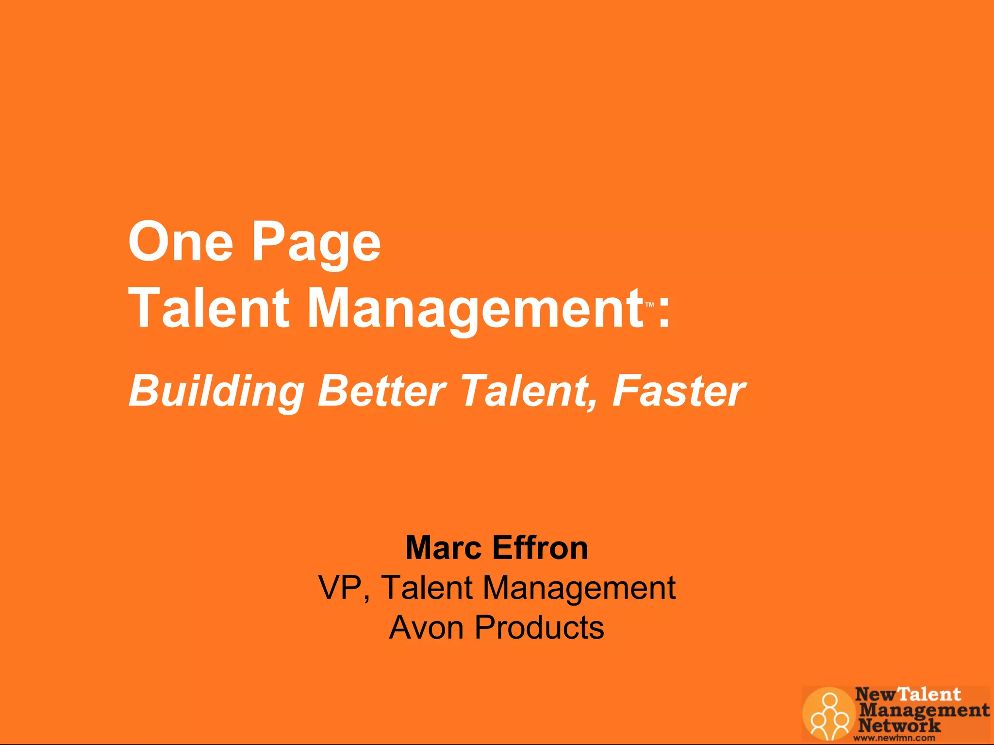 One Page Talent Management | PPT