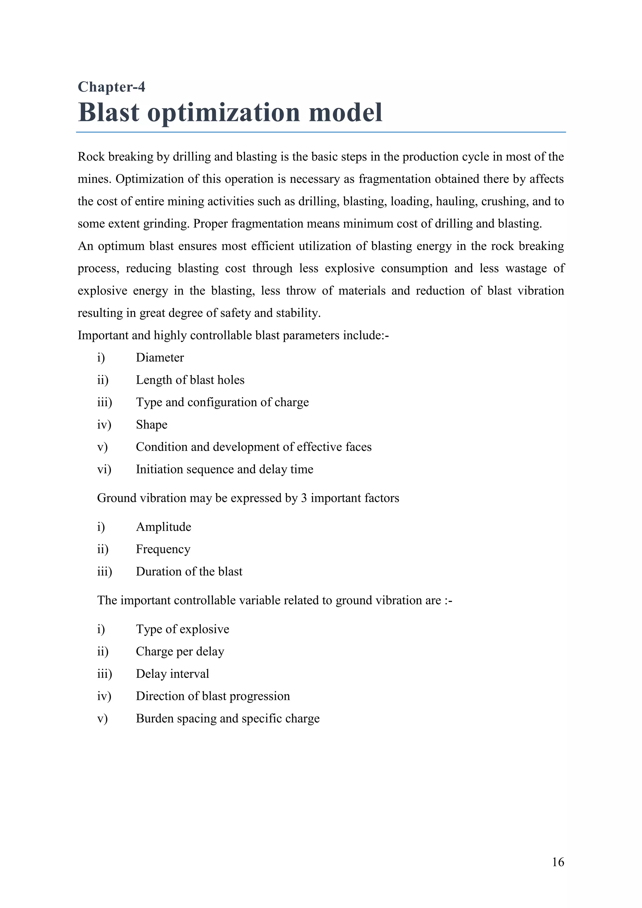 Optimization Of Blasting Parameters In Open Cast Mines Pdf
