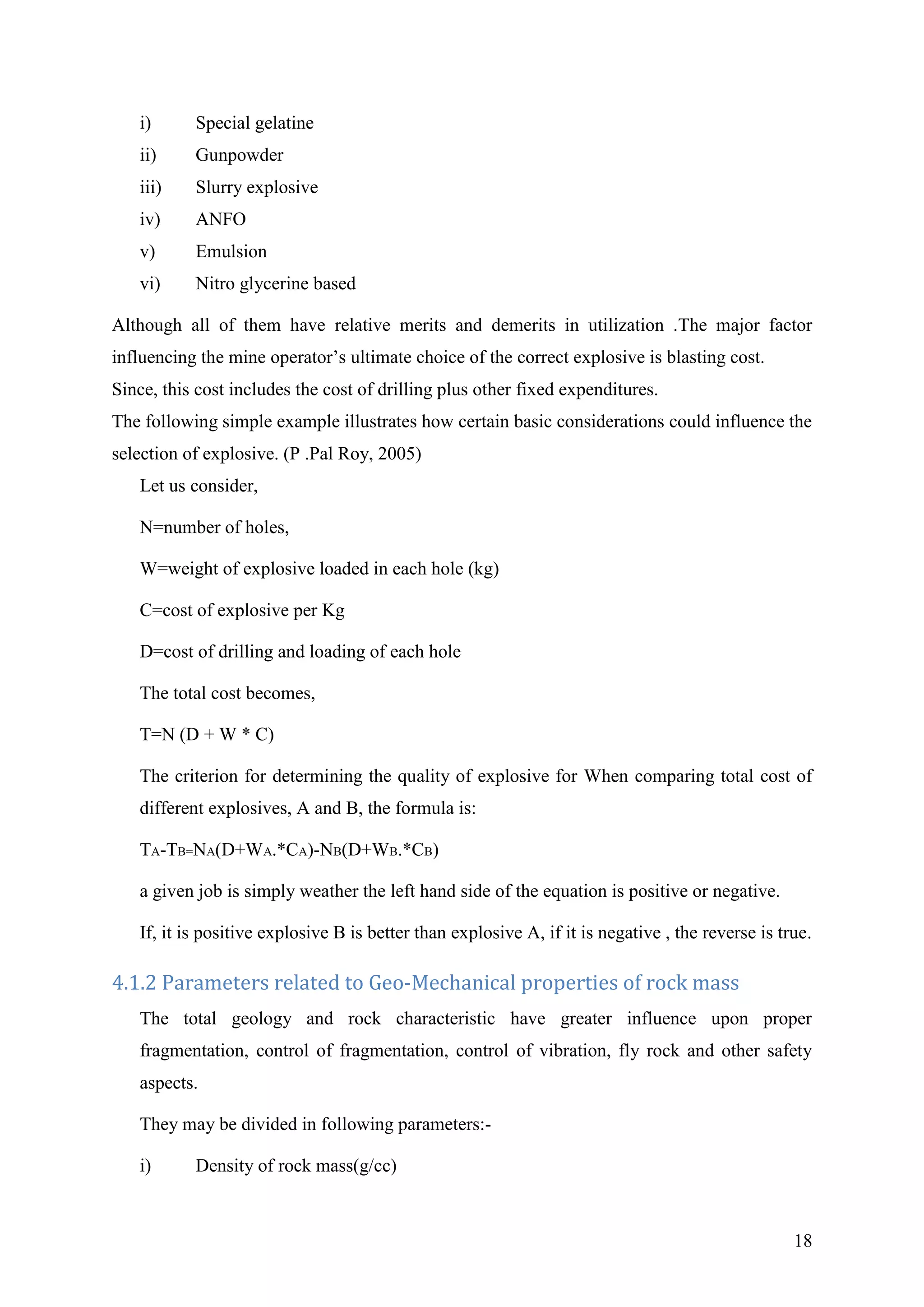 Optimization Of Blasting Parameters In Open Cast Mines Pdf Geology